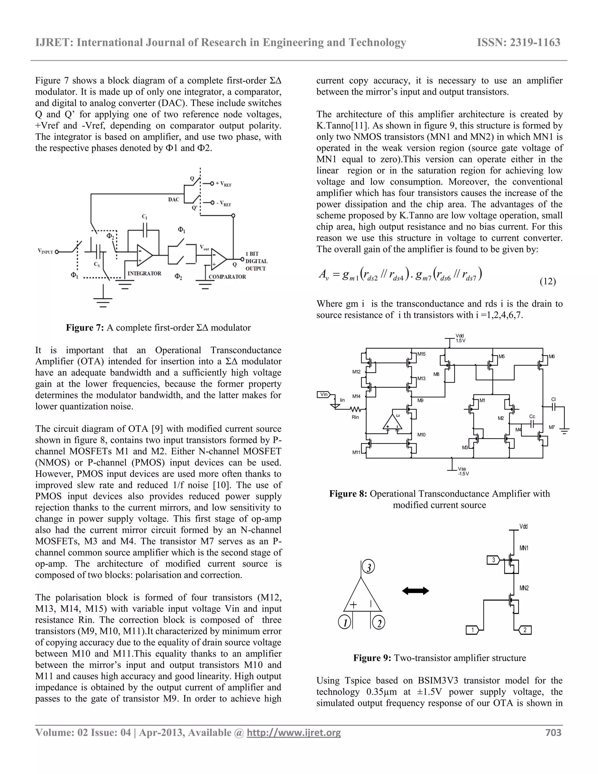 First order sigma delta modulator with low-power consumption ...