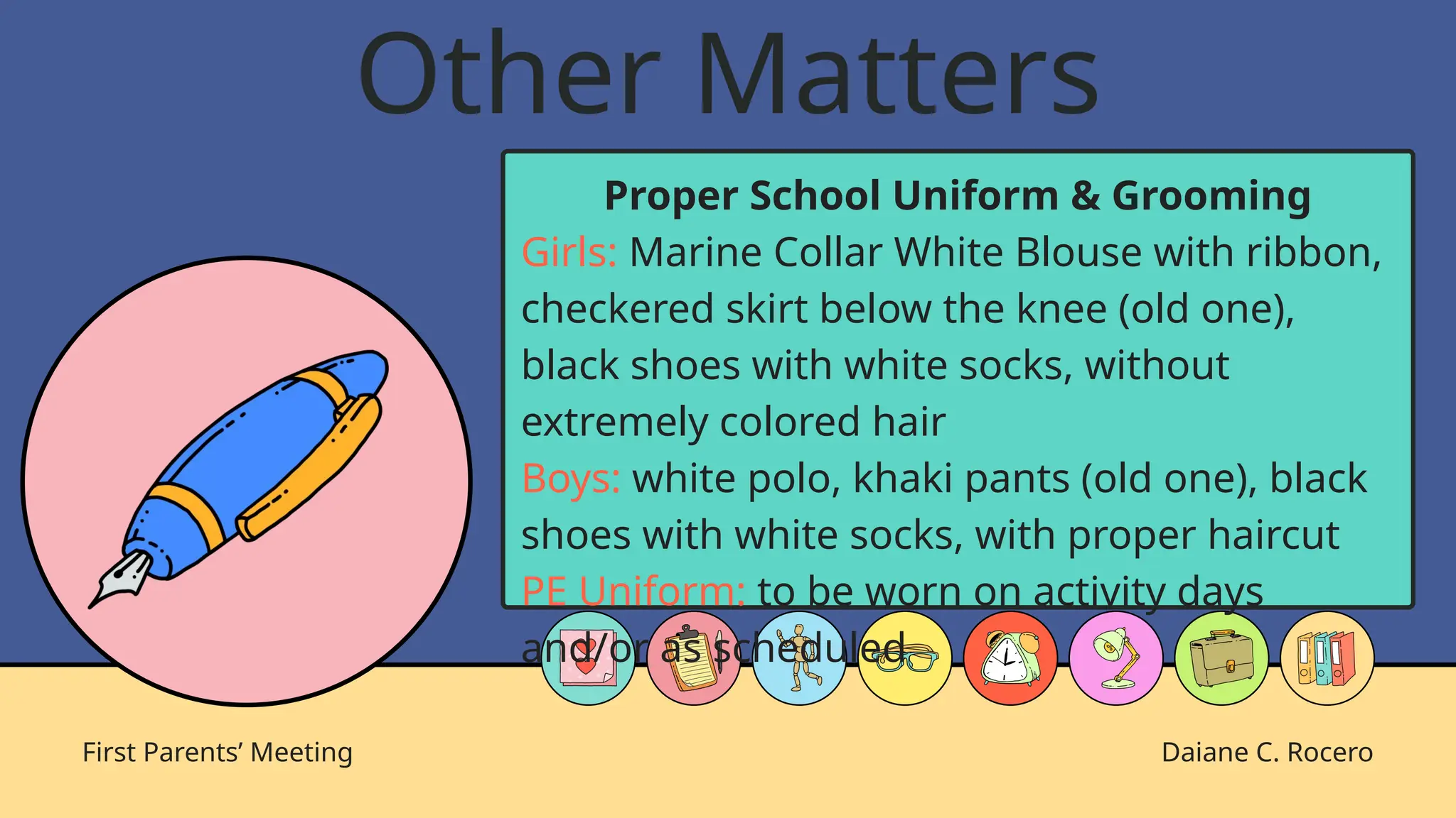 First Parents' Meeting powerpoint presentation which you can use for ...