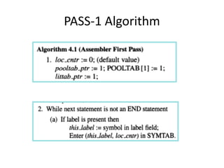First pass of assembler | PPTX | Programming Languages | Computing