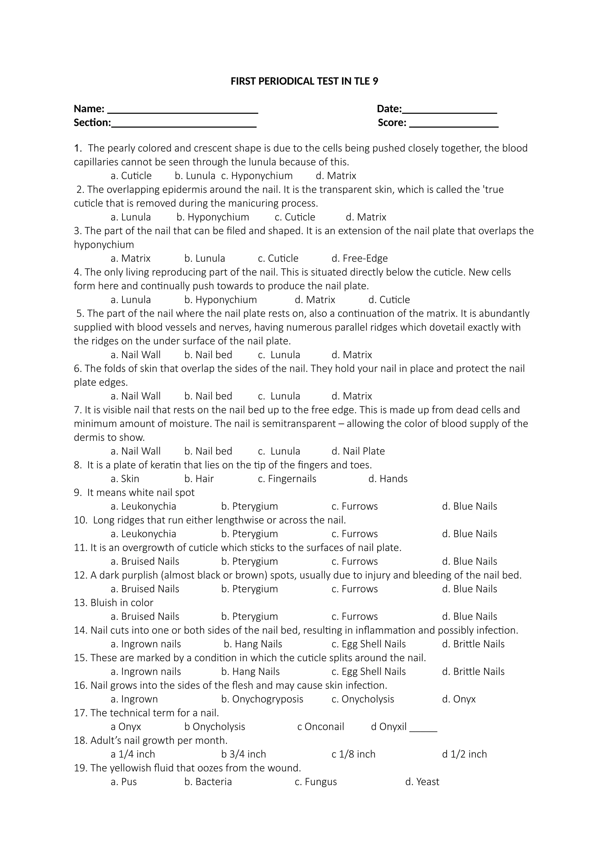 Learning Materials in TLE - First Periodical Test - TLE 9. | PDF Learning Materials in TLE - First Periodical Test - TLE 9. | PDF