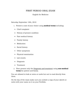 First period oral exam | PDF