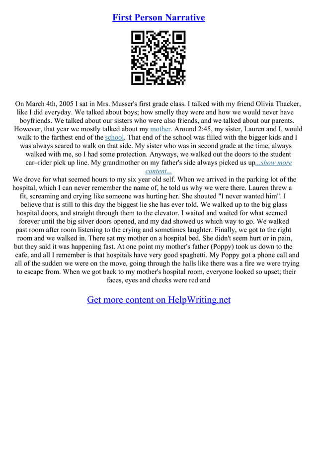 First Person Narrative Essay | PDF