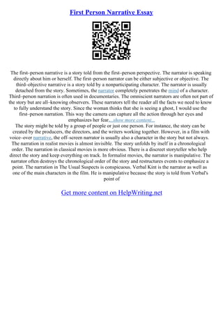 First Person Narrative Essay | PDF