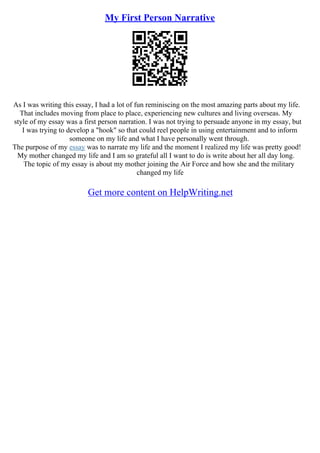 First Person Narrative Essay | PDF