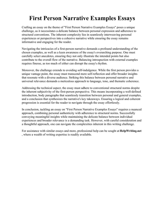 First Person Narrative Examples Essays | PDF