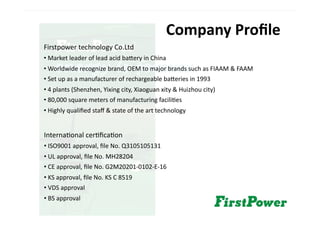 Firstpower Lead Acid Battery for Backup Power Supply | PPT