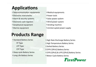 Firstpower Lead Acid Battery for Backup Power Supply | PDF