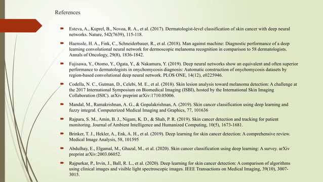 skin cancer detection using machine learning | PPTX