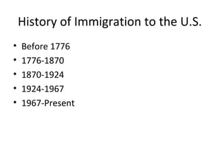 First presentation immigration and the united states | PPT