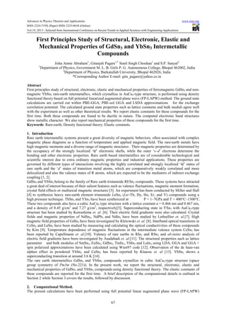 First principles study of structural, electronic, elastic and mechanical properties of gd sn3 ...