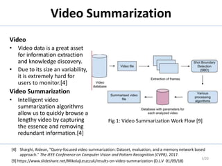 Mtech First progress PRESENTATION ON VIDEO SUMMARIZATION | PPT