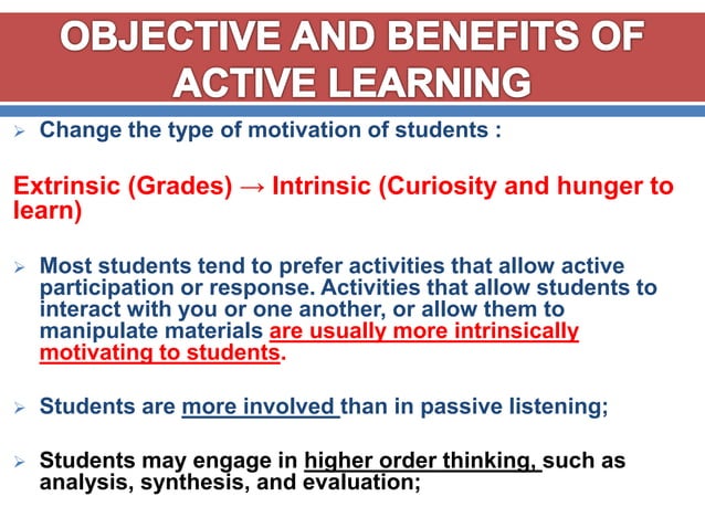 Quantifying the Effects of an Active Learning Strategy on the Motivation of Students* | PPT