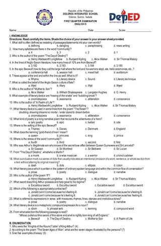 First quarter examination in english 7 10 | DOCX