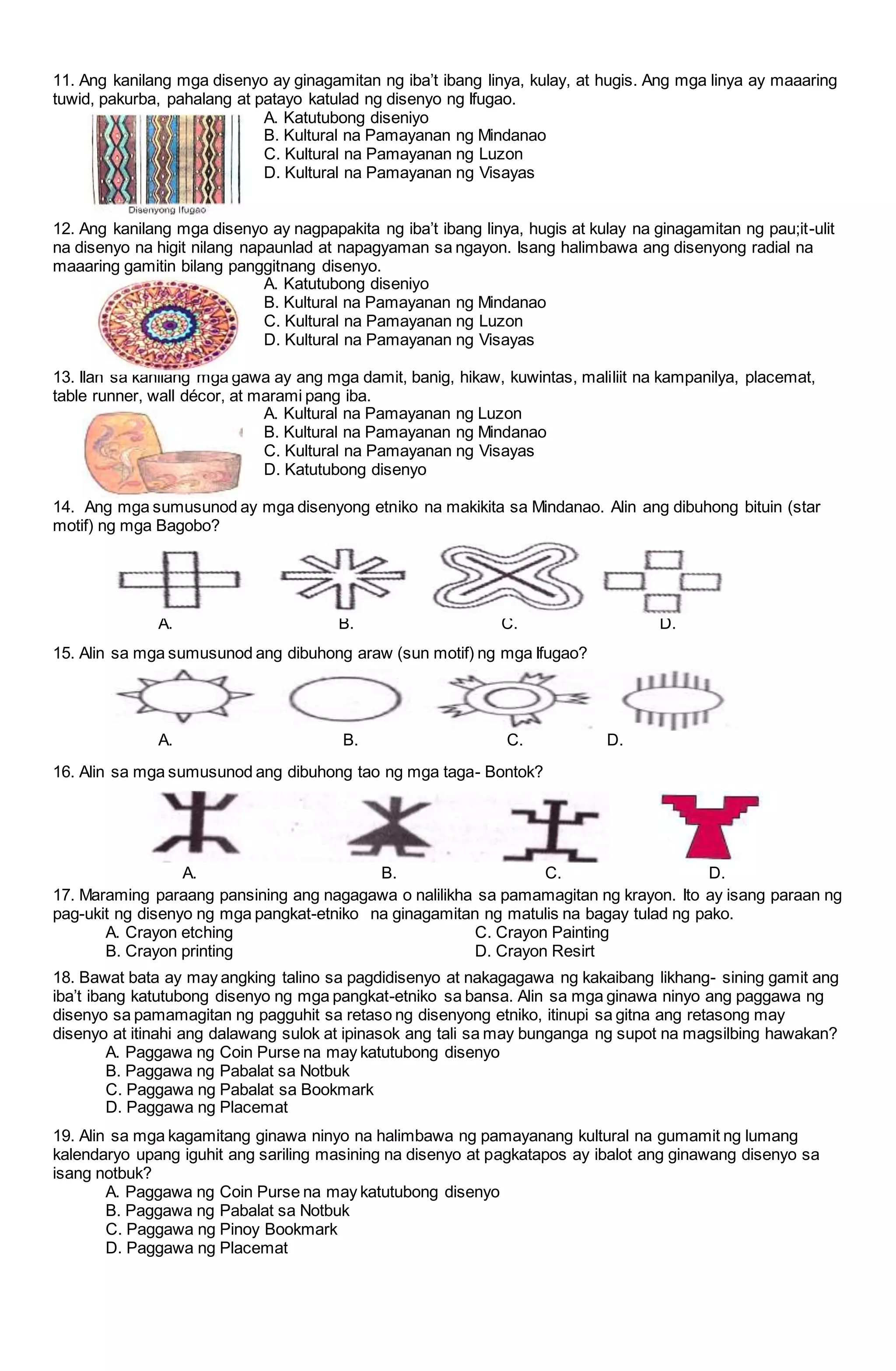 First Quarter Exam in MAPEH 4 | DOCX