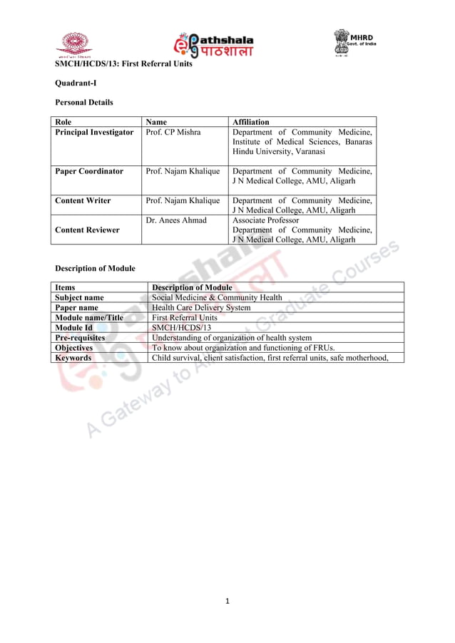 First referral units | PDF