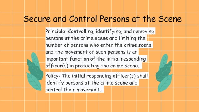 Crime Scene Management: First Responding Officer | PPTX | First Aid ...
