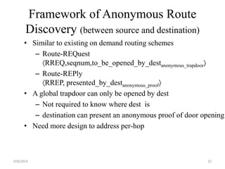 AASR Authenticated Anonymous Secure Routing for MANETs in Adversarial Environments-First review ...
