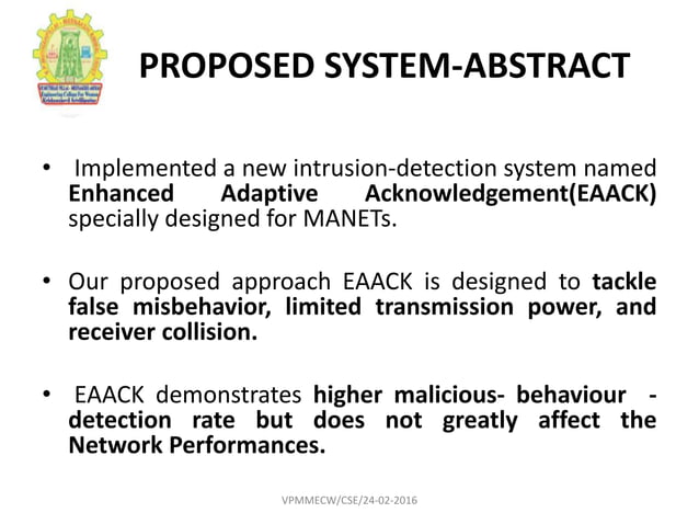 Eaack A Secure Intrusion Detection System Overview Pptx Internet Of