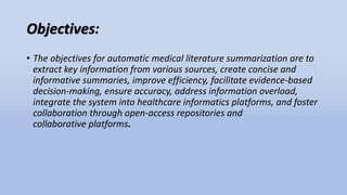 Automatic summarization of the medical literature | PPTX