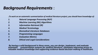 Automatic summarization of medical literature | PPT