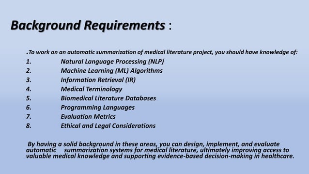 Automatic summarization of medical literature | PPT Automatic summarization of medical literature | PPT