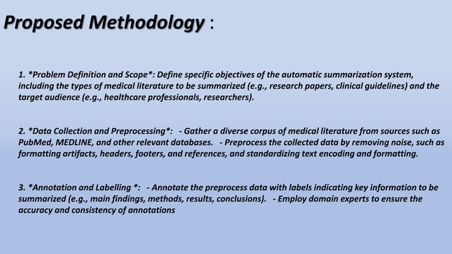 Automatic Summarization Of Medical Literature Ppt