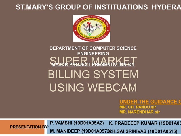 Super market billing system using webcam | PPTX | Grocery Shopping | Shopping