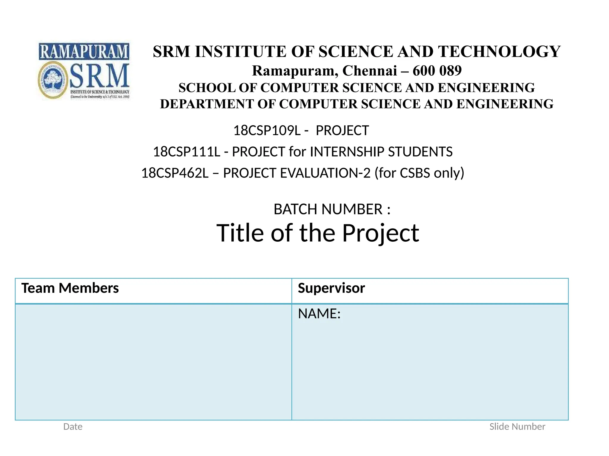 SRM First Review PPT Template for project | PPTX