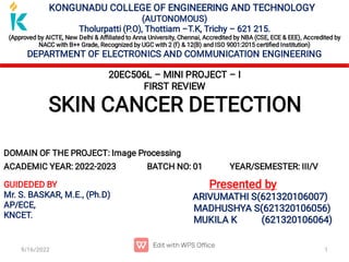 Skin Cancer Detection Mini Project With All the Details Attached! | PDF