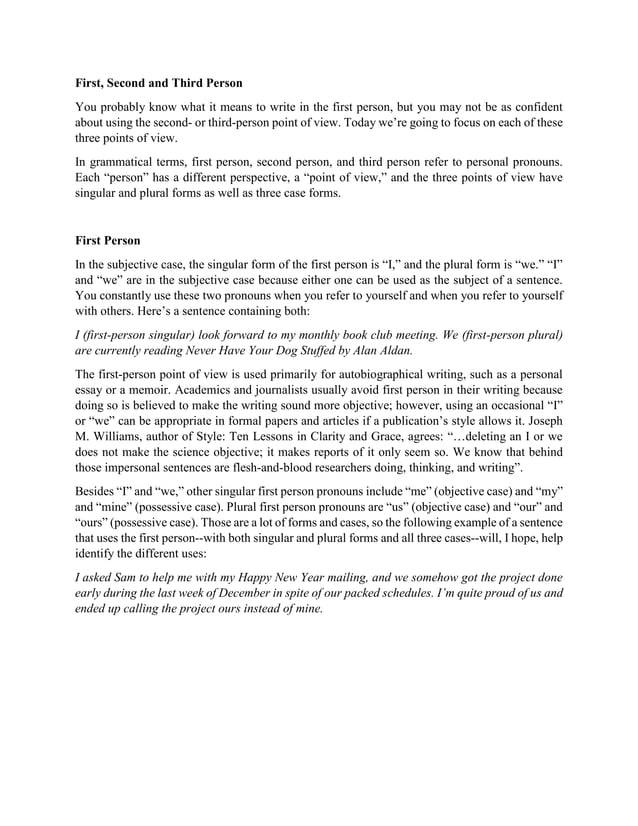 First second and third person | PDF