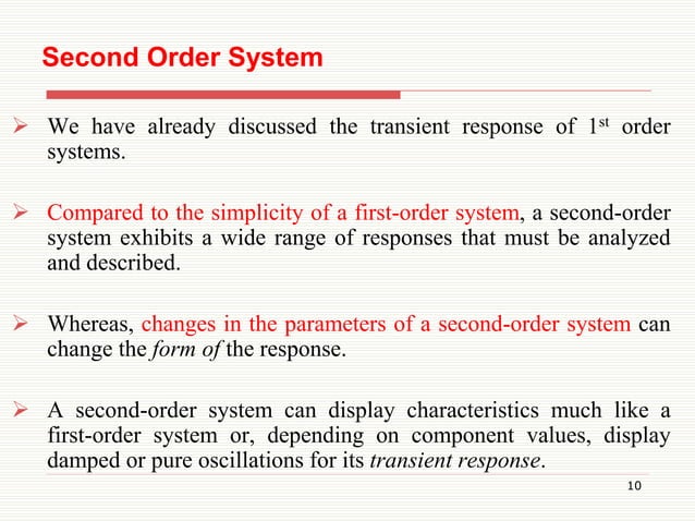 First & second order of the control systems | PPT