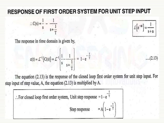 First & second order of the control systems | PPT