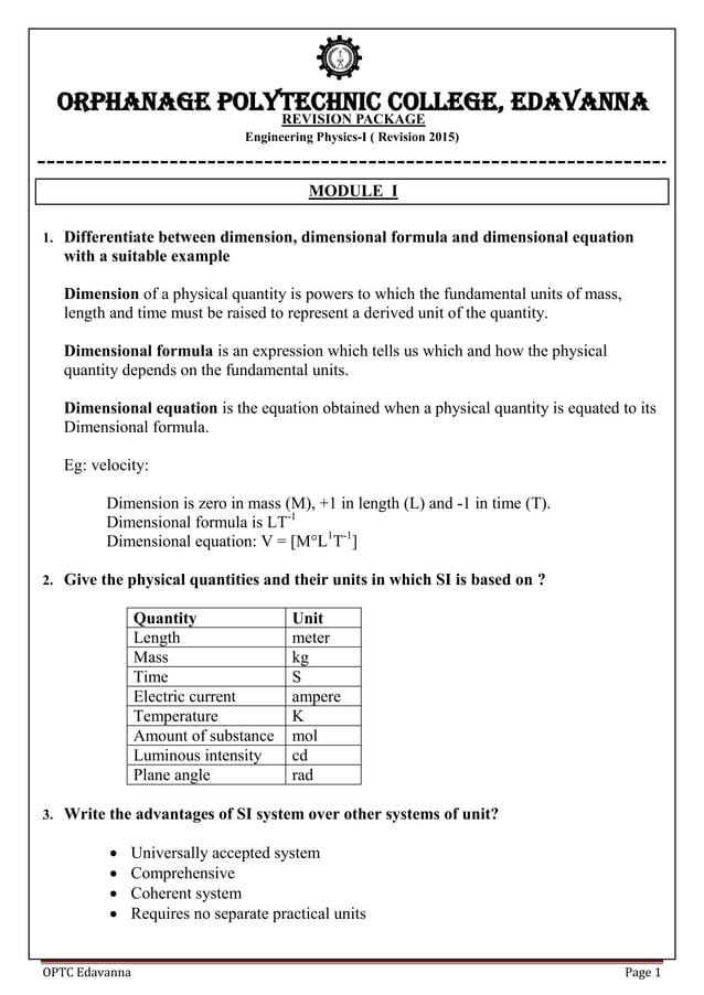 First semester diploma Engineering physics i | PDF