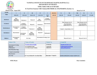 First_Semester_Time_Table_Autumn_Semester_2023_24_Tentative.pptx | Physics | Science