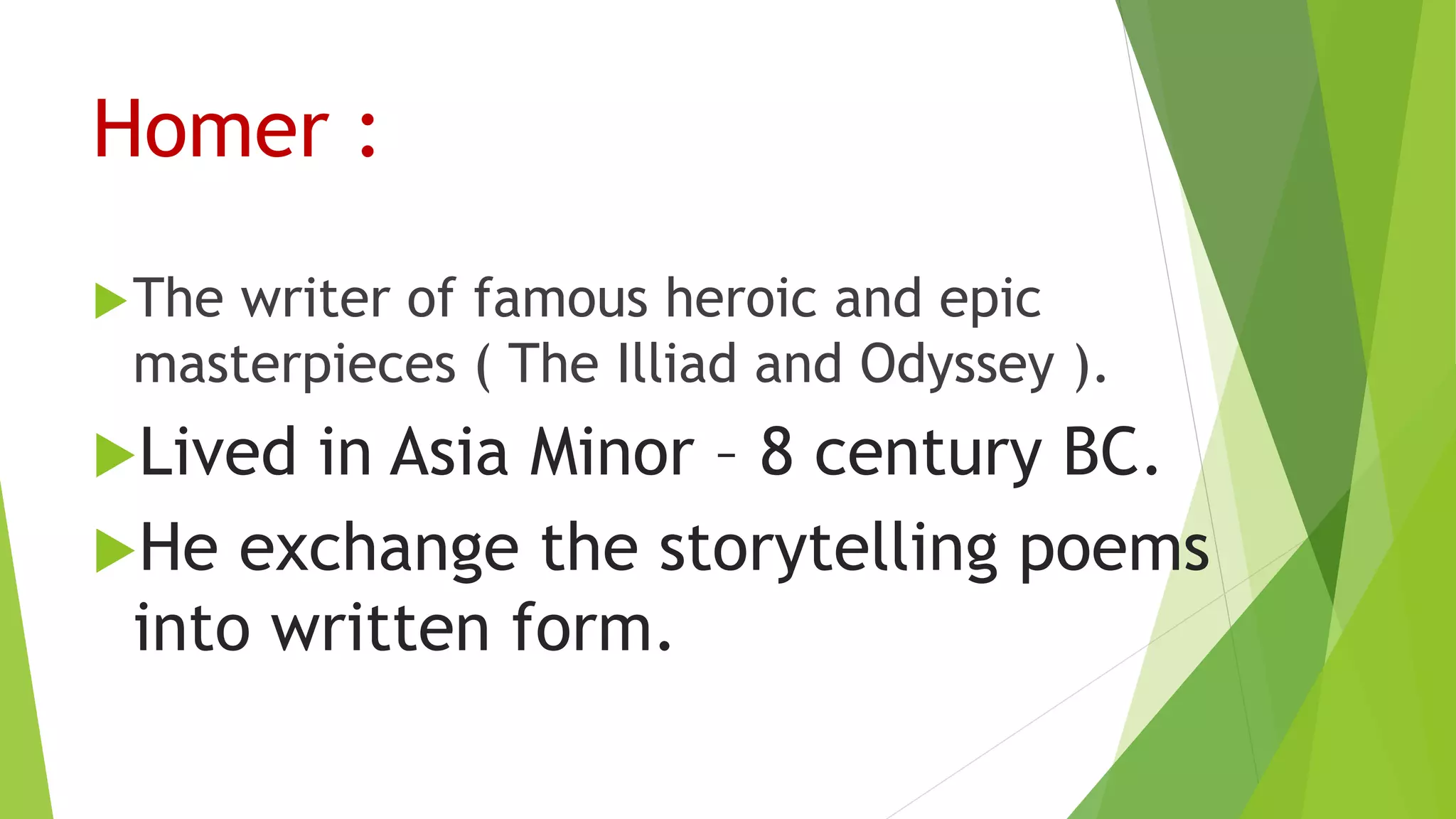 first session - greek literature (2).pptx | Poetry | Books and Literature