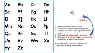 First step in Reading Part 2 Audio Tutorial for Alphabet Sounds and ...