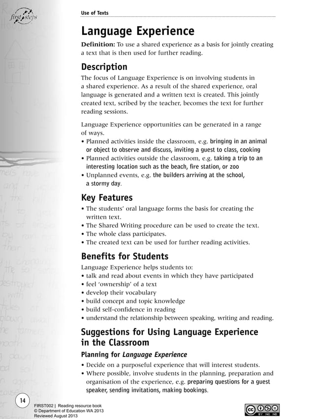 First steps - Reading resource book | PDF