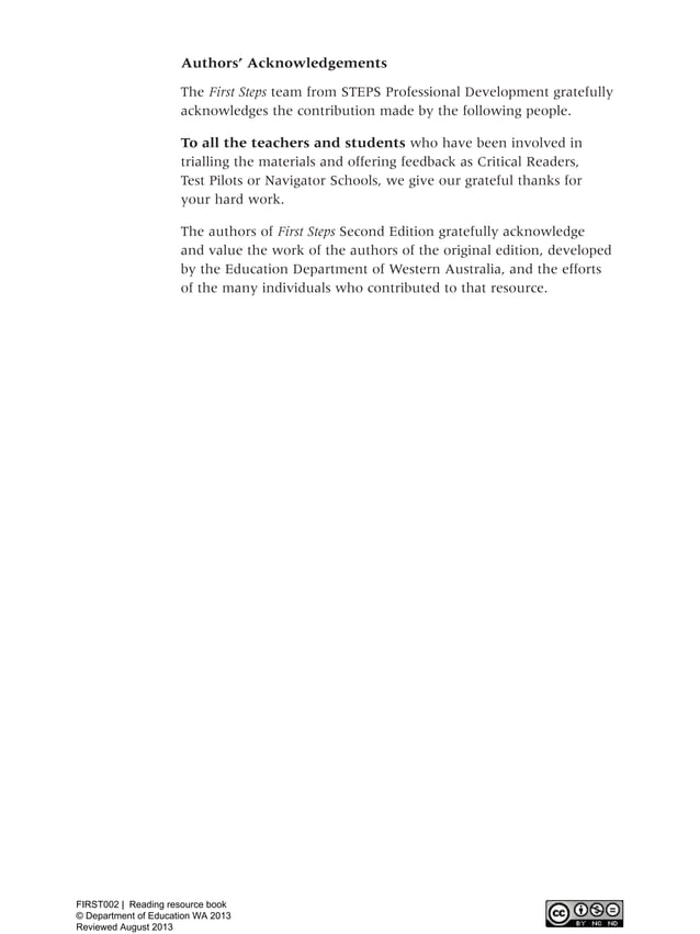 First steps - Reading resource book | PDF