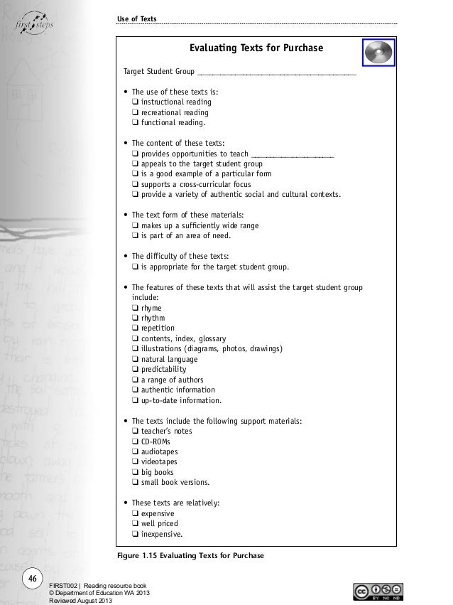 First steps - Reading resource book