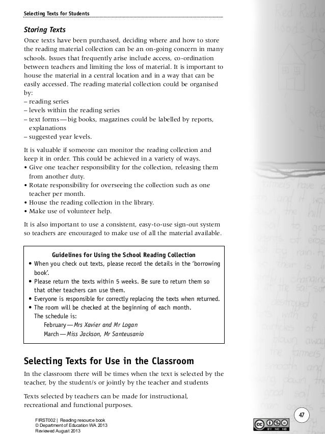 First steps - Reading resource book