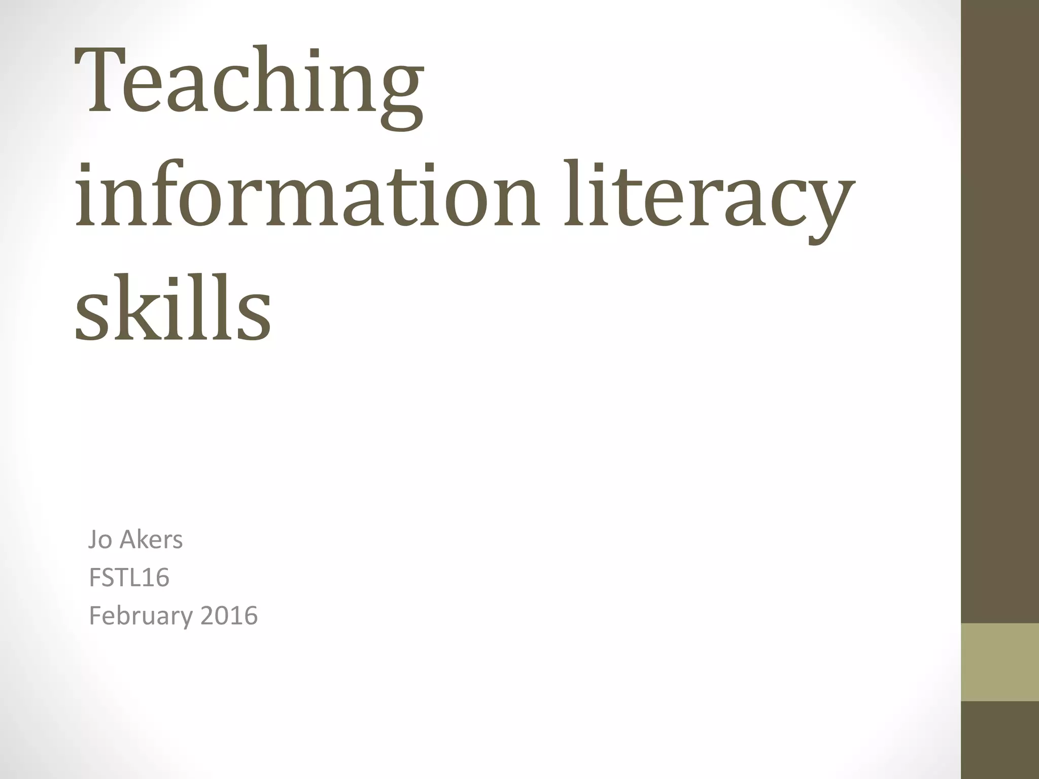 Teaching information literacy skills | PPSX | Educational Assessment ...