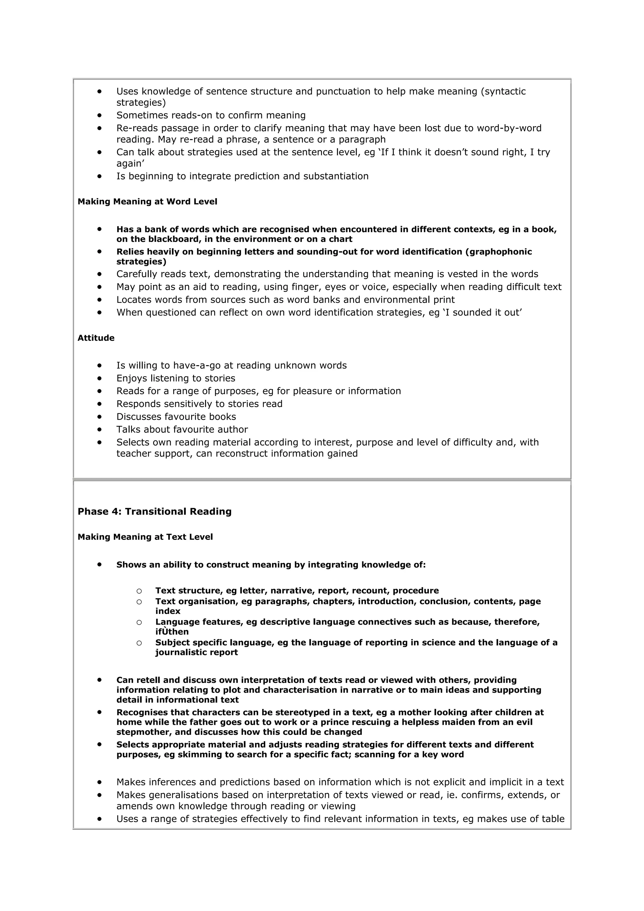 First steps reading developmental continuum | DOCX