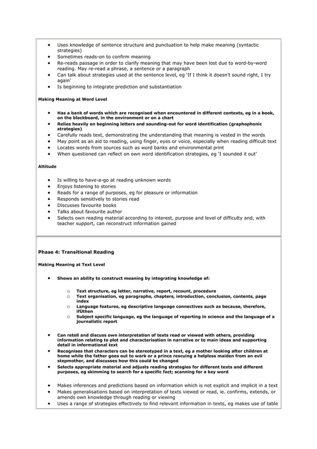 First steps reading developmental continuum | DOCX | Early Childhood ...