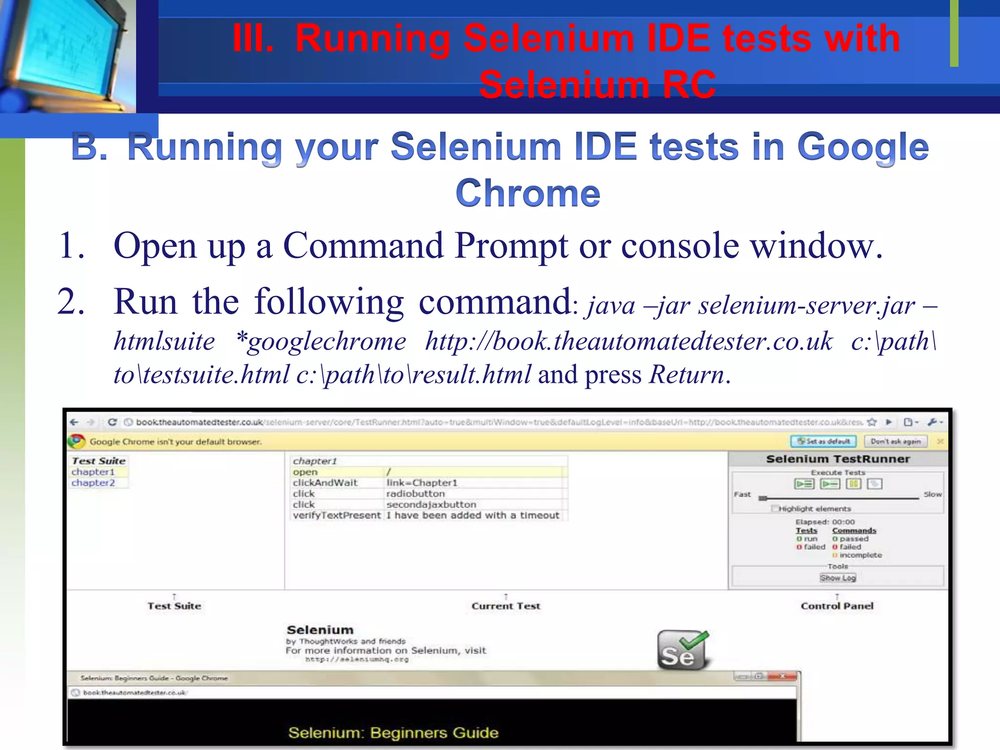 First steps with selenium rc | PPT