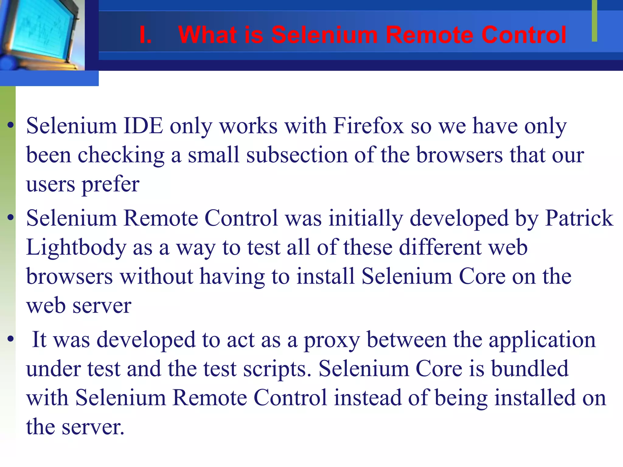 First steps with selenium rc | PPT