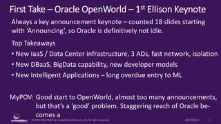 First Take - Oracle OpenWorld - 1st Ellison Keynote | PPT