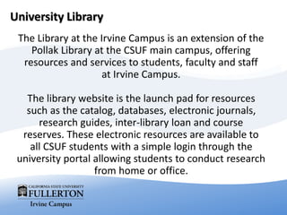 First time freshmen welcome to CSUF, Irvine Campus | PPT