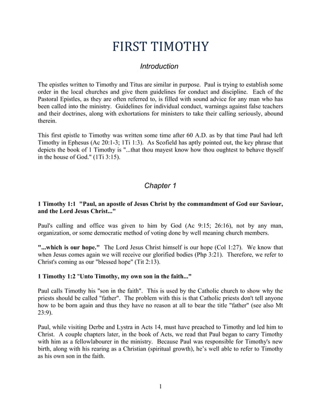 First timothy 1 3 | PDF