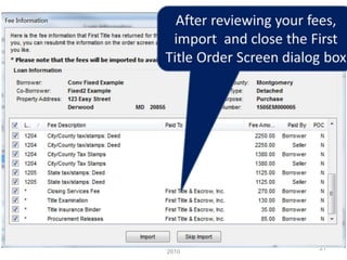 First Title's Encompass Fee Instant Integration for TRID RESPA | PPT