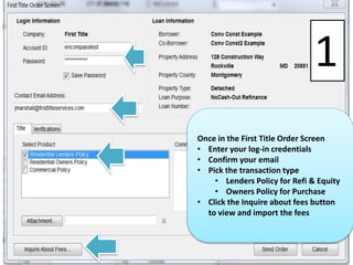 First Title's Encompass Fee Instant Integration for TRID RESPA | PPT